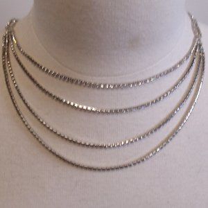 Jewelry | Necklace 4 Strands Silver Rhinestones Bib | Poshmark